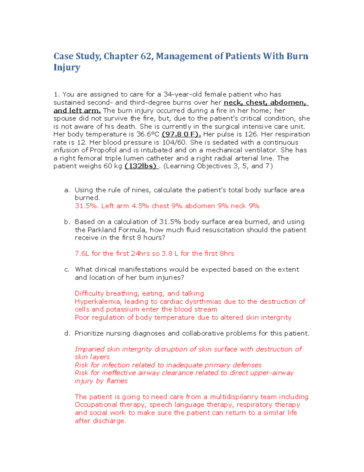 Case Study: Management of Burns - Chapter 62, Patient Care Strategies ...