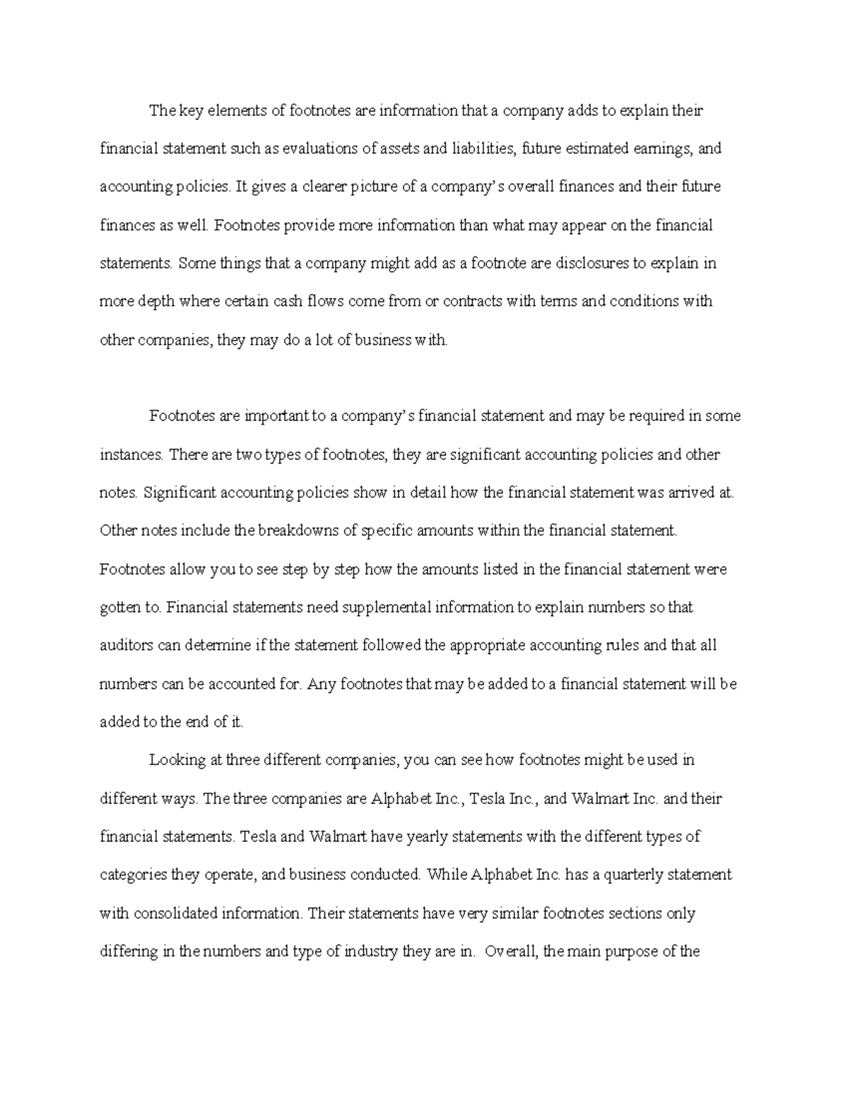 ACC 317 Module Two Short Paper: Understanding Footnotes in Financial ...