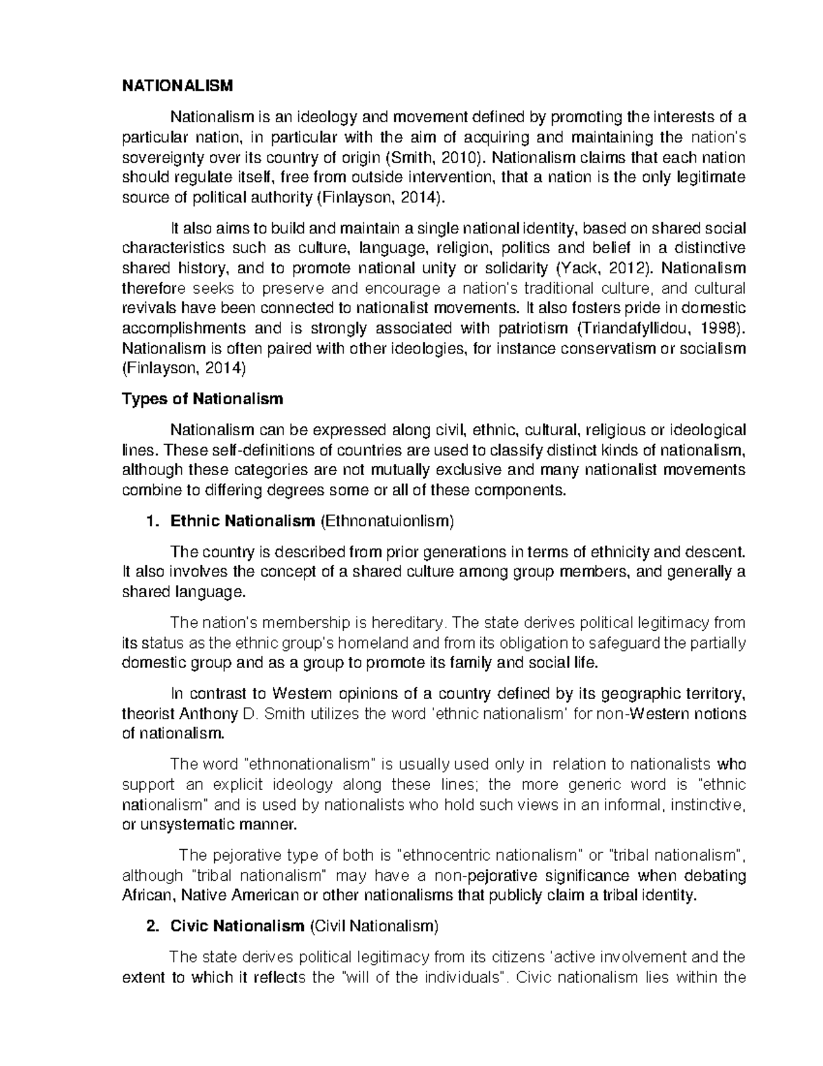 NATIONALISM: Understanding Its Types and Ideological Implications - Studocu