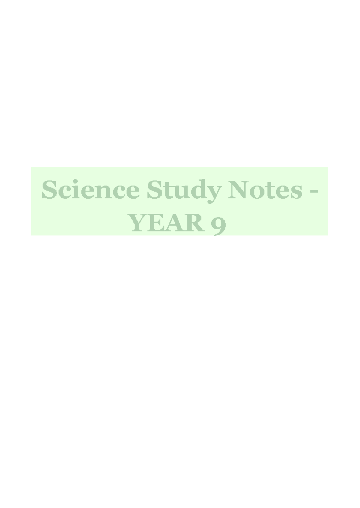 Science Study Notes Year 9: Understanding Diseases and Immunity - Studocu
