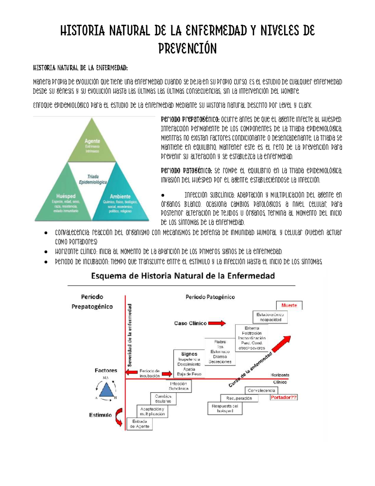 Historia Natural de la Enfermedad y Niveles de Prevención - Studocu
