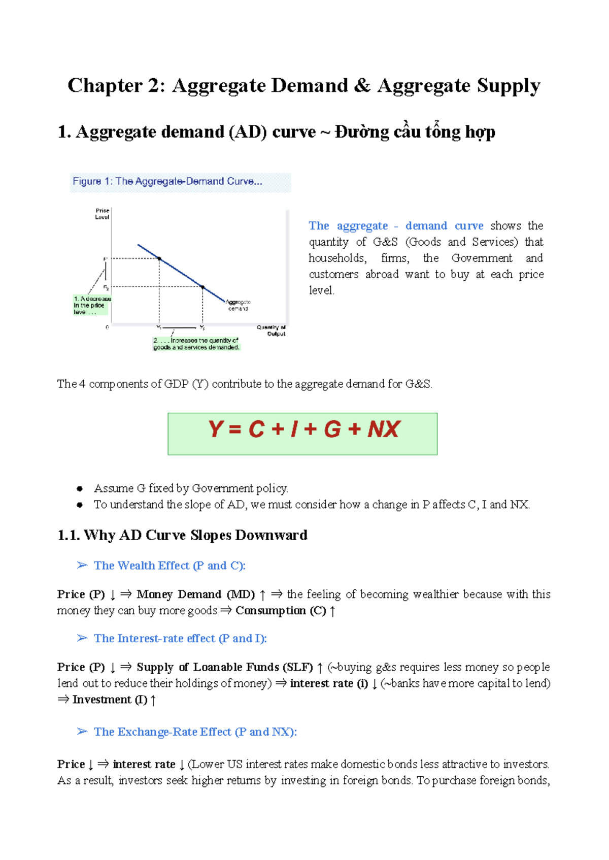 [BBA] Macroeconomics - Chapter 2: Aggregate Demand & Supply Analysis ...
