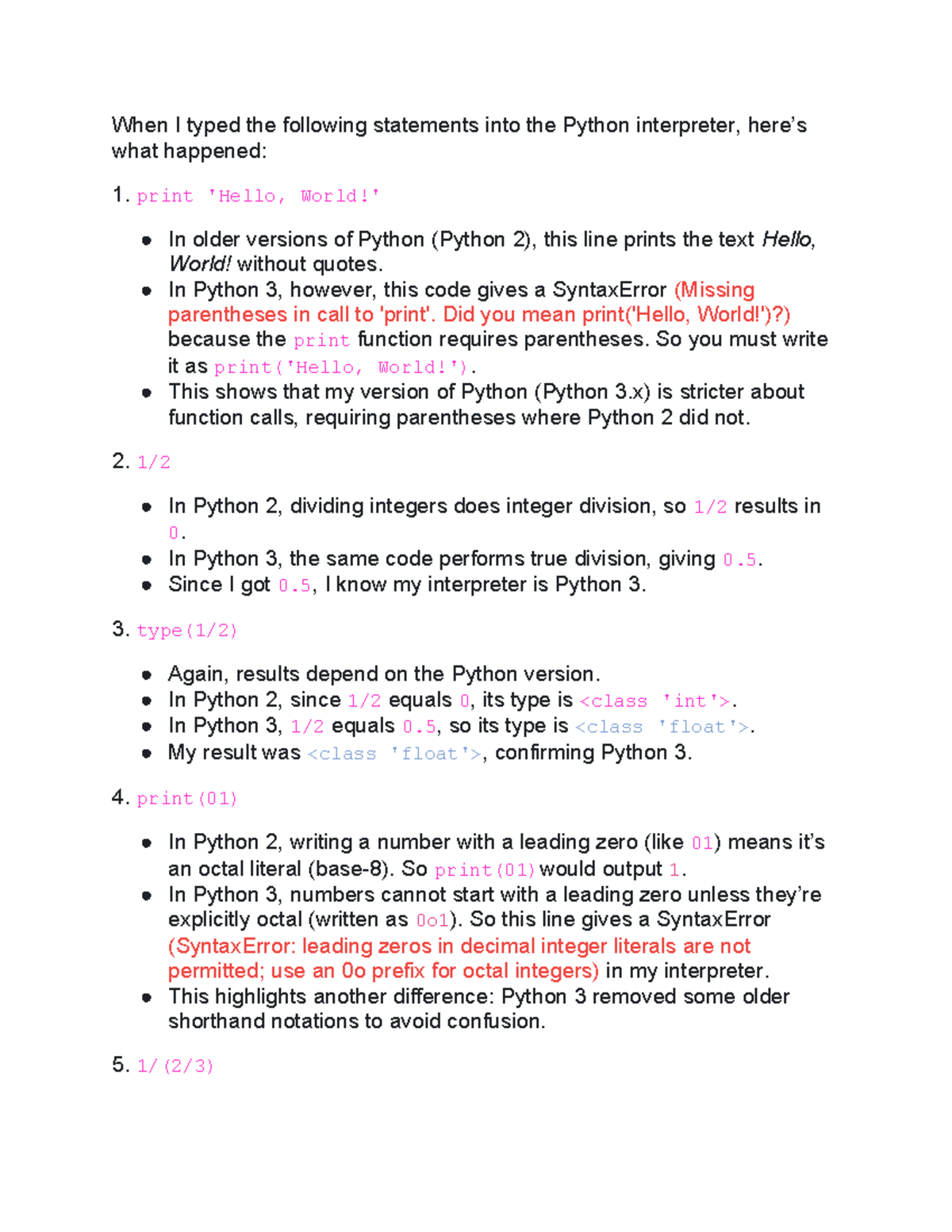 CS 1101 - Python Version Differences Explained - Studocu