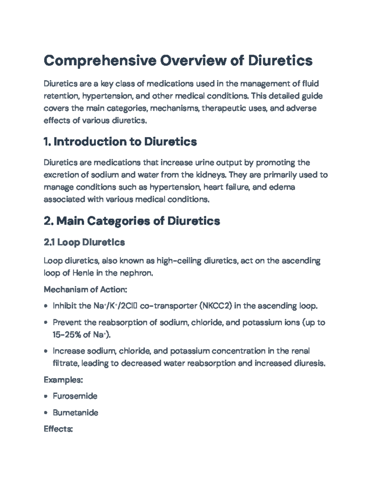 Comprehensive Guide on Diuretics: Mechanisms, Uses & Effects ...
