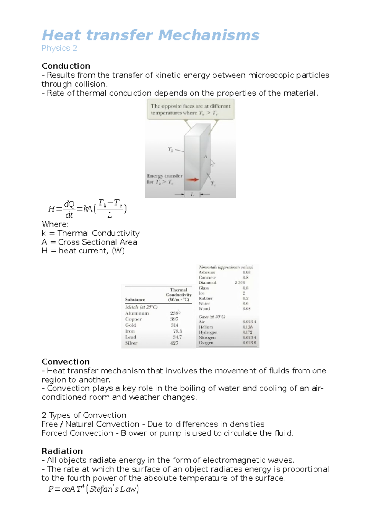 Heat transfer Mechanisms & 1St Law of Thermodynamics - Heat transfer ...