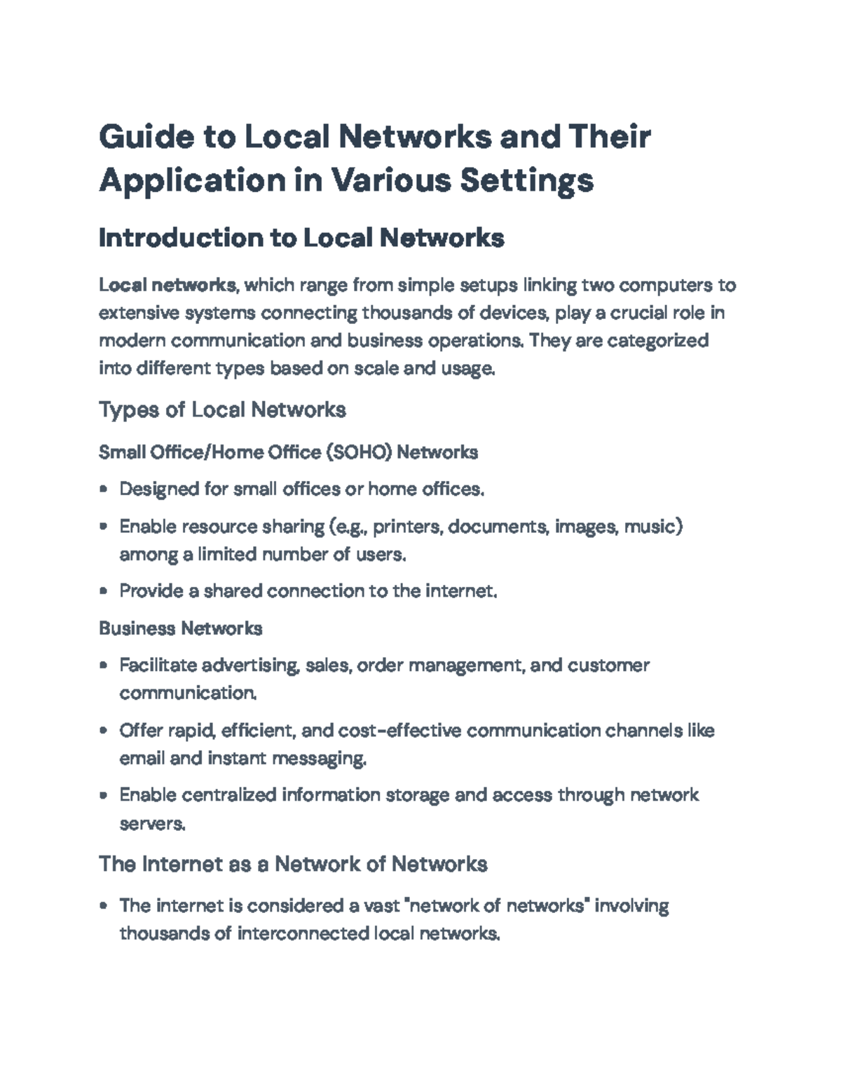 Comprehensive Guide to Local Networks and Their Applications - Guide to ...
