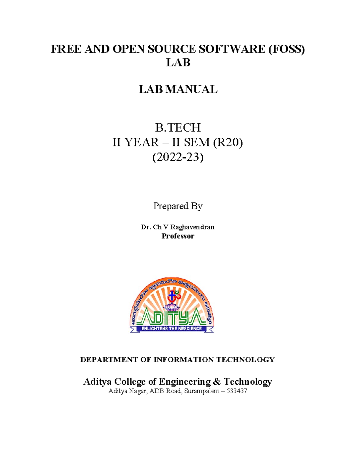 FOSS Lab Manual for B.Tech II Year II Sem (R20) 2022-23 - Studocu