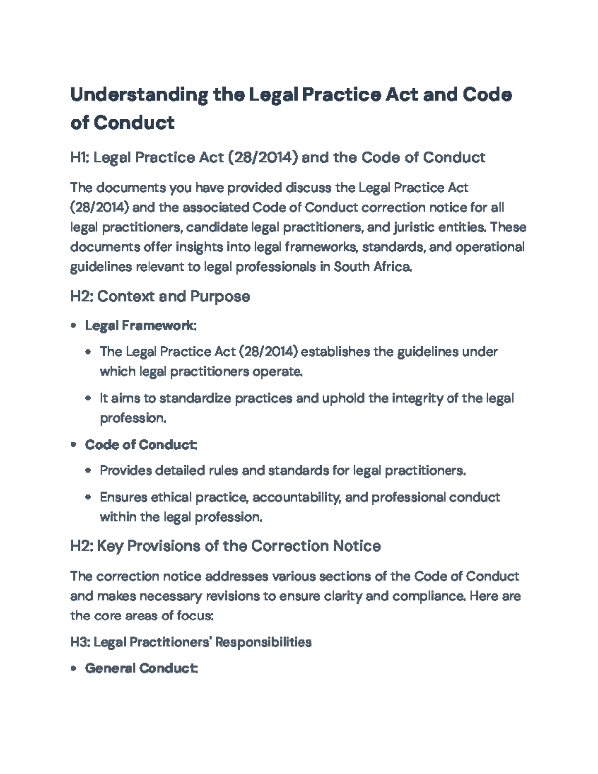 Legal Practice Act (28/2014) & Code of Conduct Overview - Understanding ...