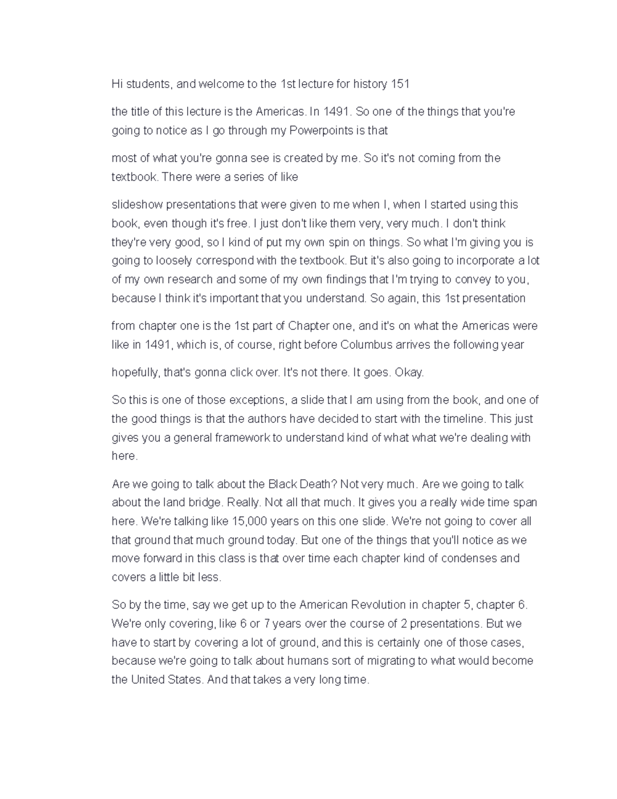 History 151 Lecture Notes: The Americas in 1491 - Pre-Columbus ...
