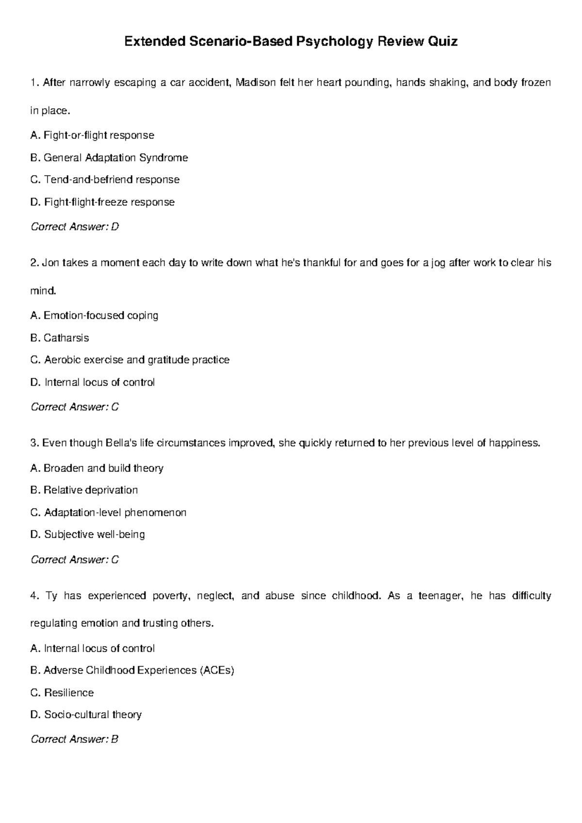 Final Extended Psychology Quiz 1 Review - Studocu