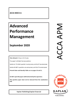 APM S25-J26 syllabus and study guide - ADVANCED PERFORMANCE MANAGEMENT ...