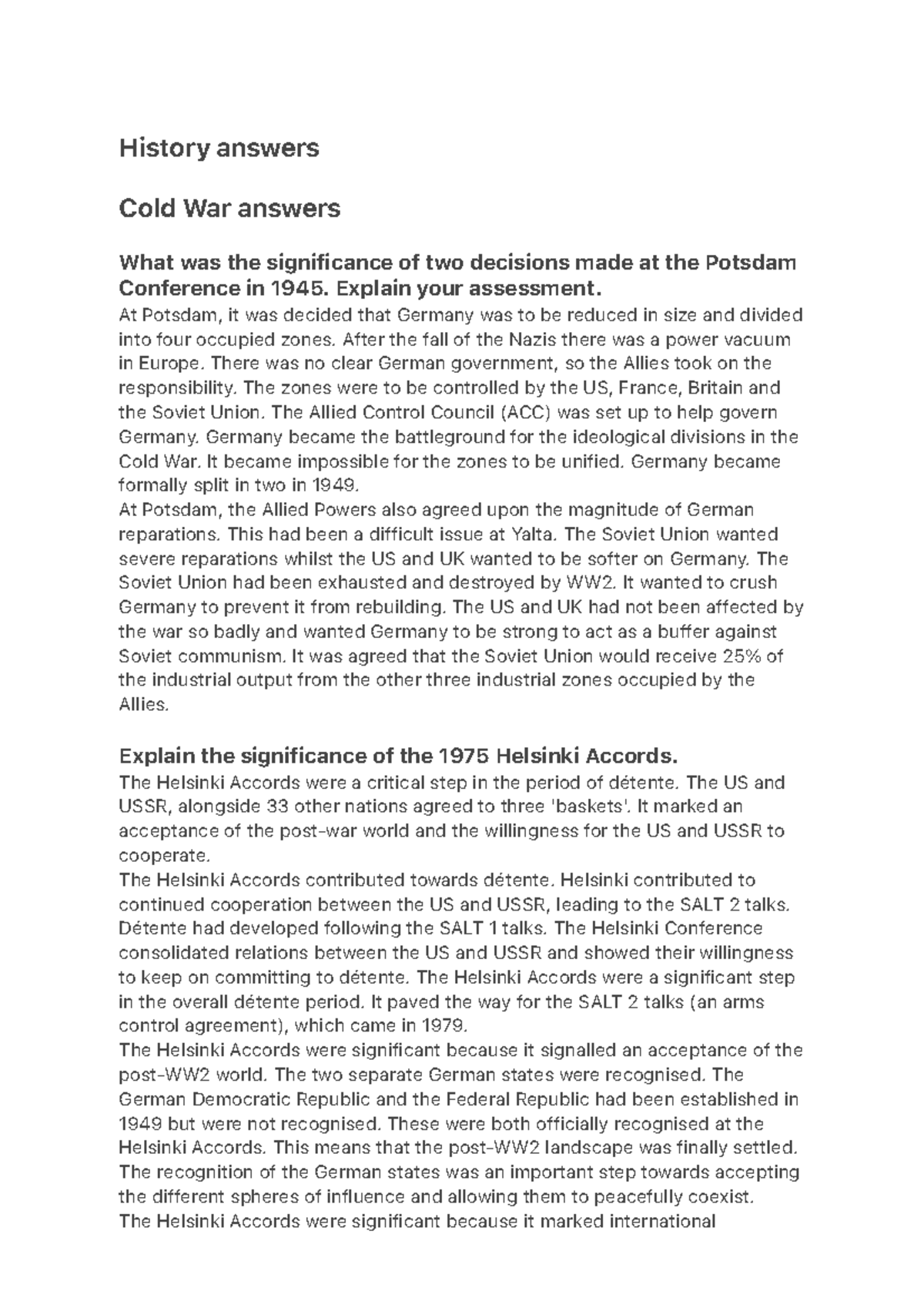 GCSE History Essay Answers: Cold War & Elizabethan England Insights ...
