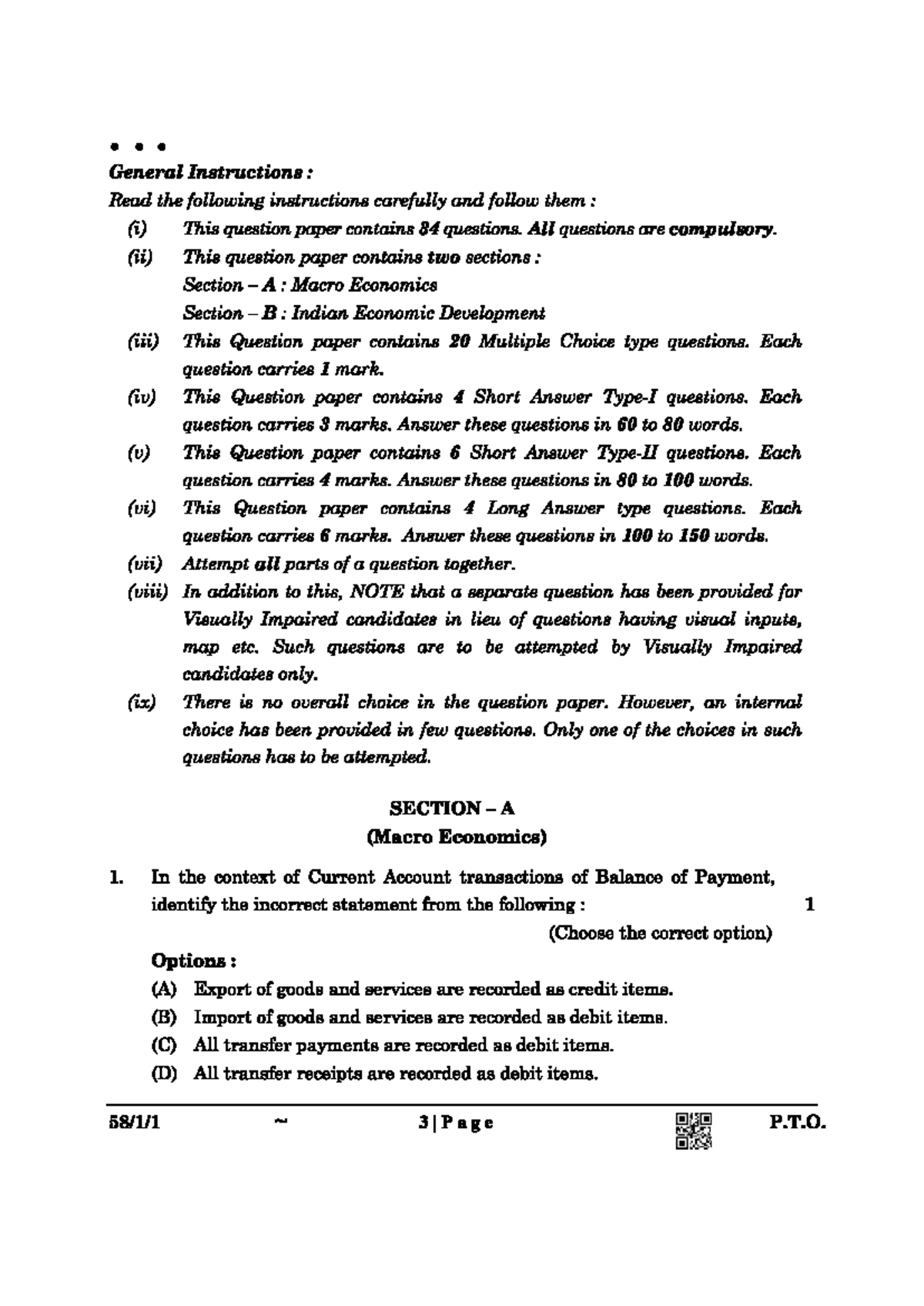 Economics 58-1-1: Sample Paper for Macro & Indian Economic Development ...