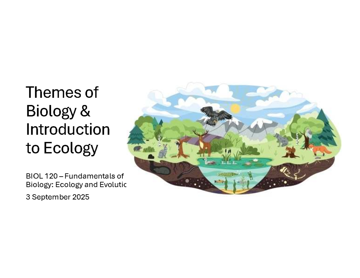 Lecture 4: Themes of Biology & Intro to Ecology (BIOL 120) - Studocu