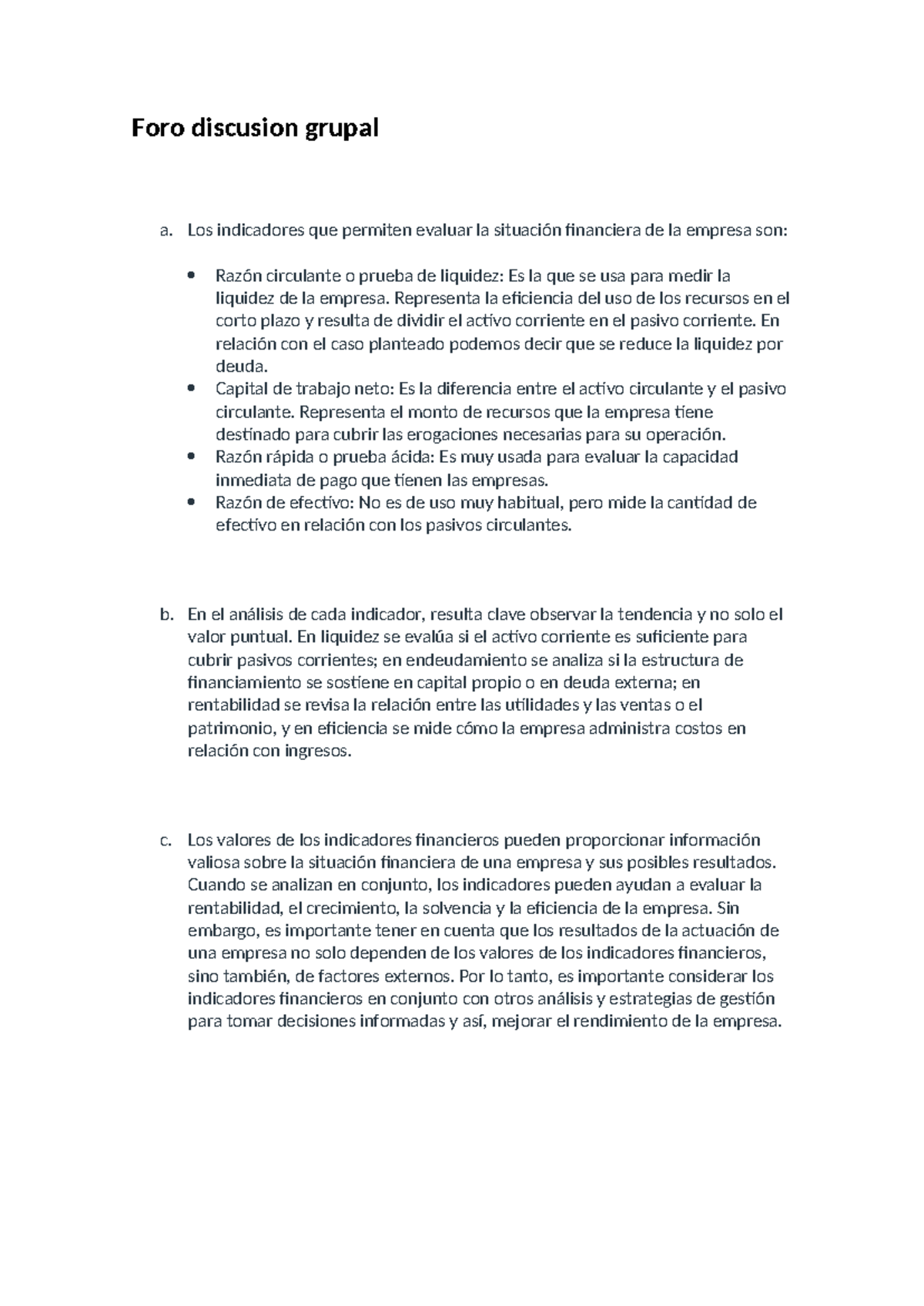 Foro Discusión Grupal TP1: Control y Evaluación Financiera - Studocu