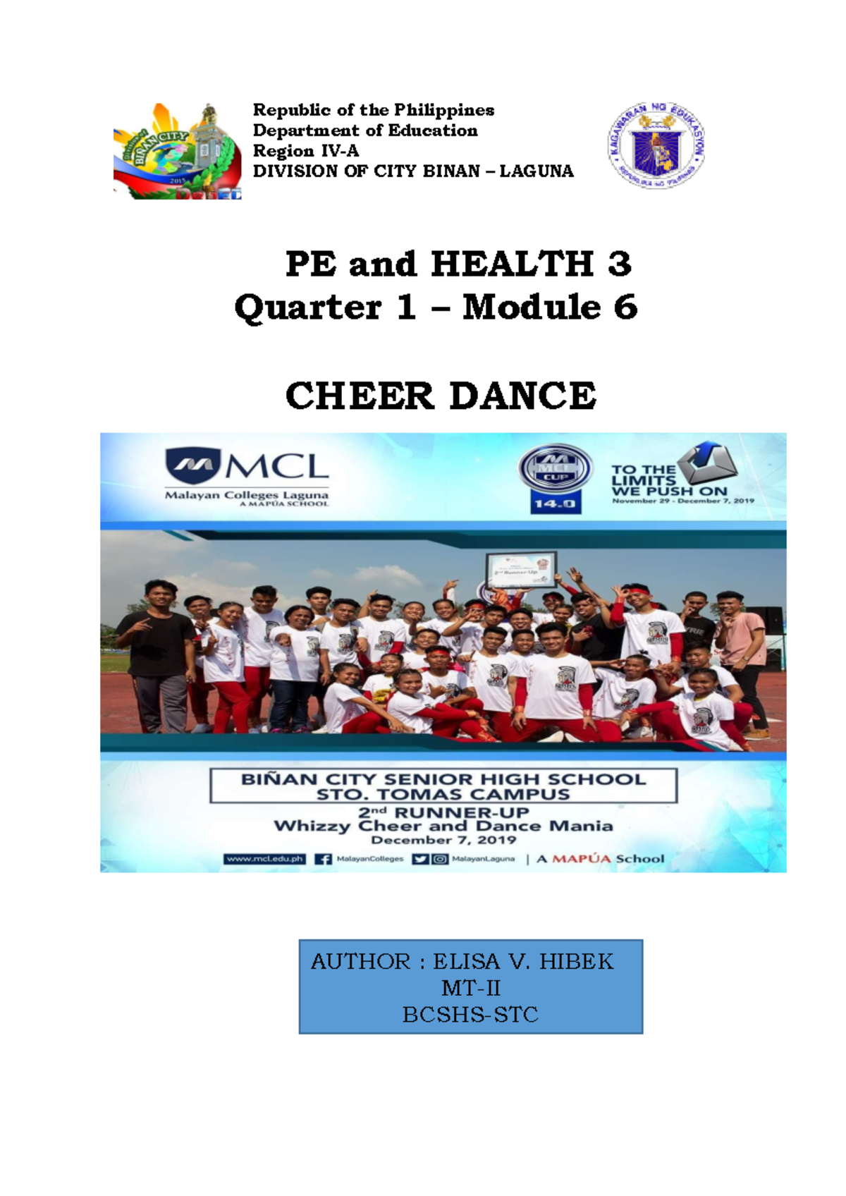 CHEER DANCE Module 6 - PE and Health 3 (W4 Mod7) - Studocu