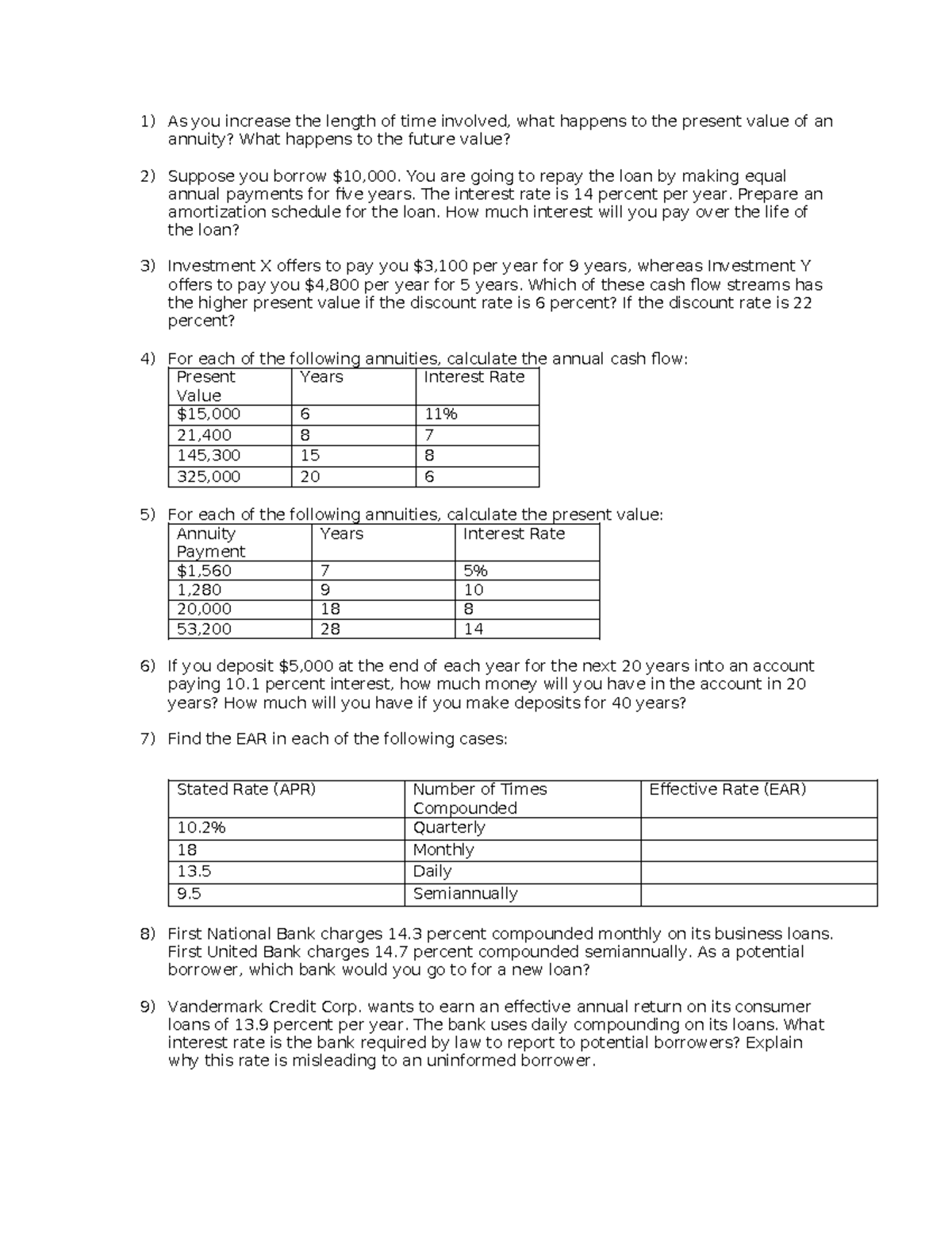 Ch 5 Assignment 2: Annuities, Amortization, and Present Value Analysis ...