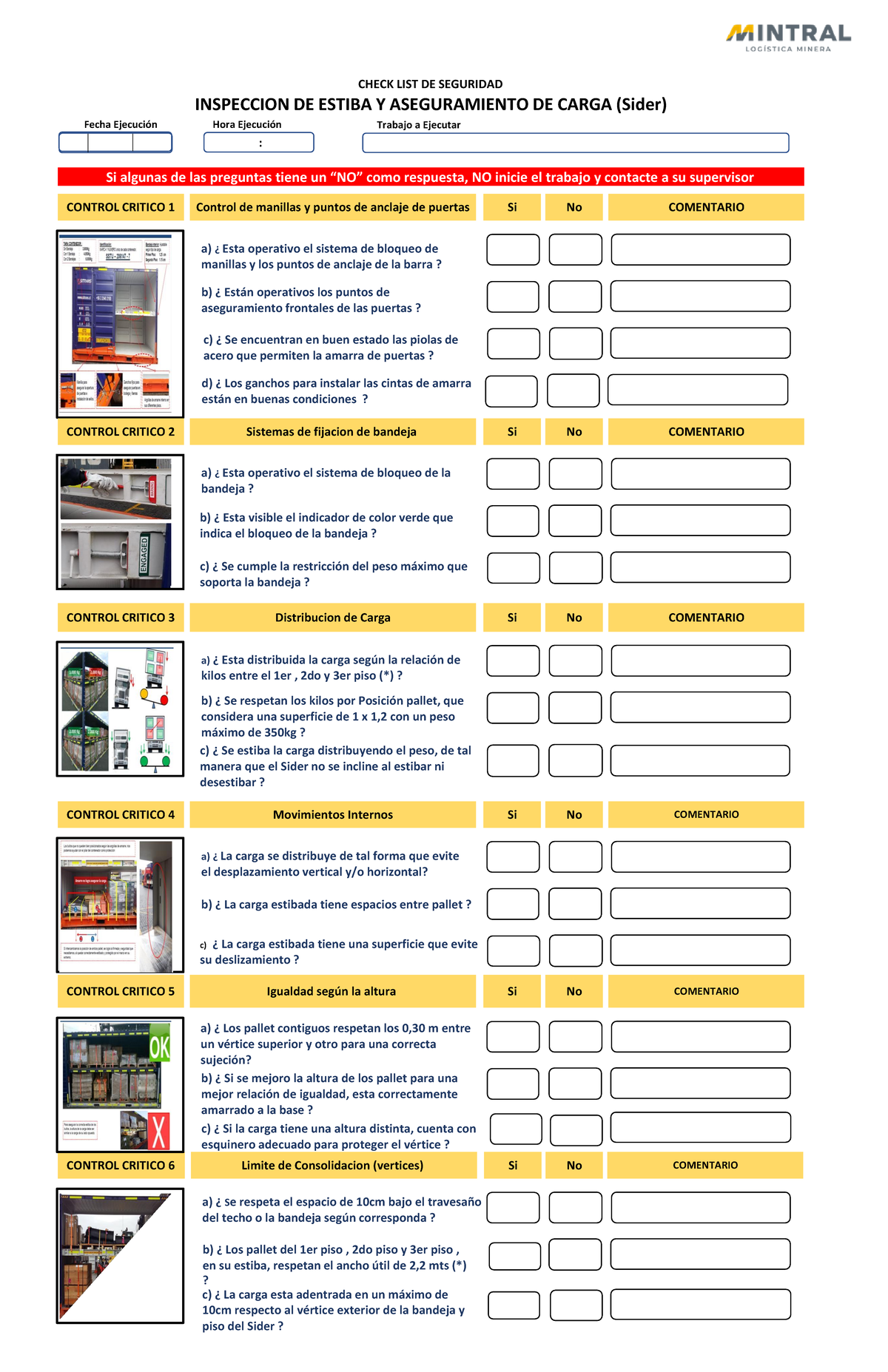 Check LIST DE Seguridad-1-3 - CHECK LIST DE SEGURIDAD INSPECCION DE ESTIBA Y ASEGURAMIENTO DE ...