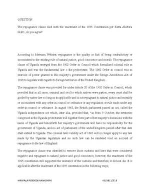 Examine THE Impact OF THE 1900 Buganda Agreement IN THE Constitutional ...
