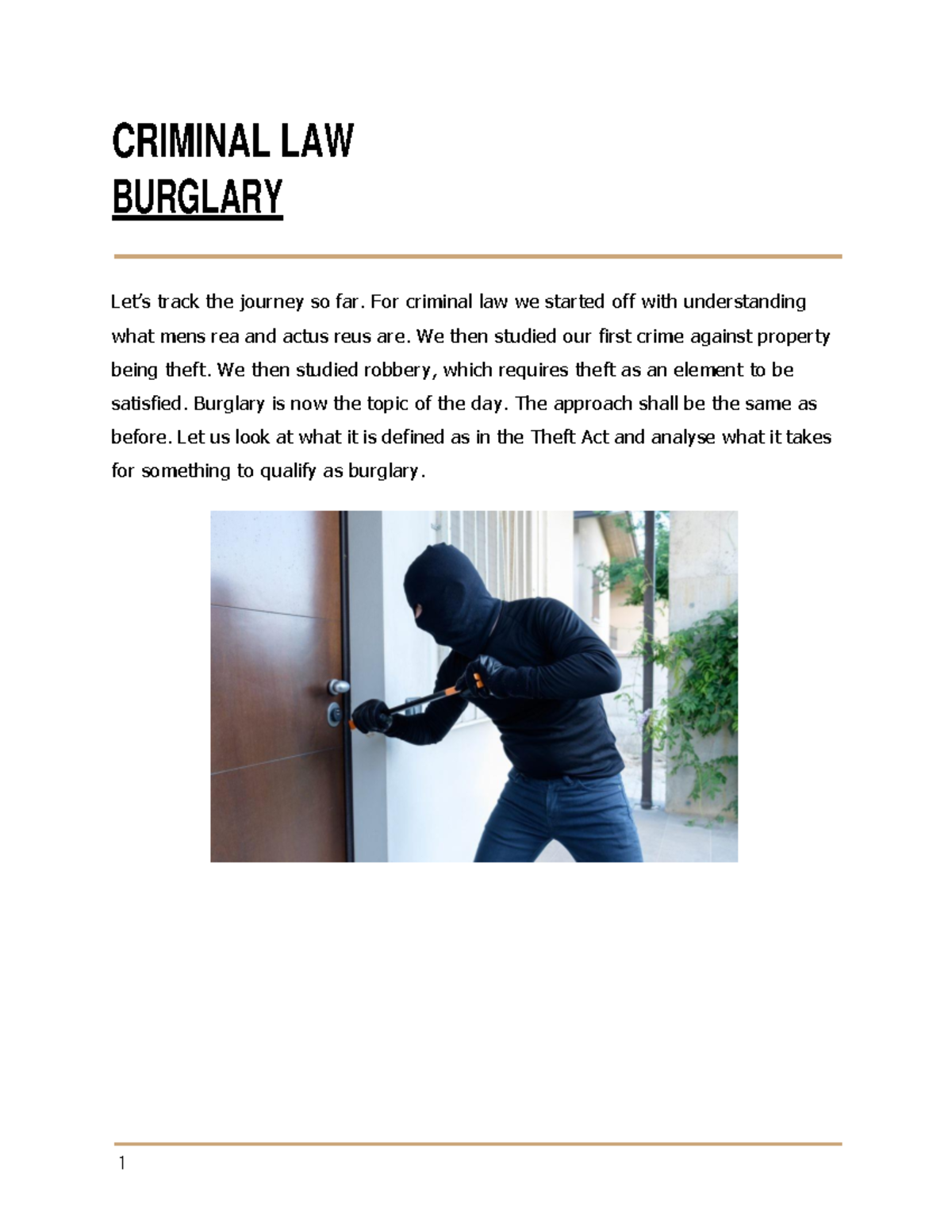 CRIMINAL LAW: BURGLARY REVISION NOTES - Studocu