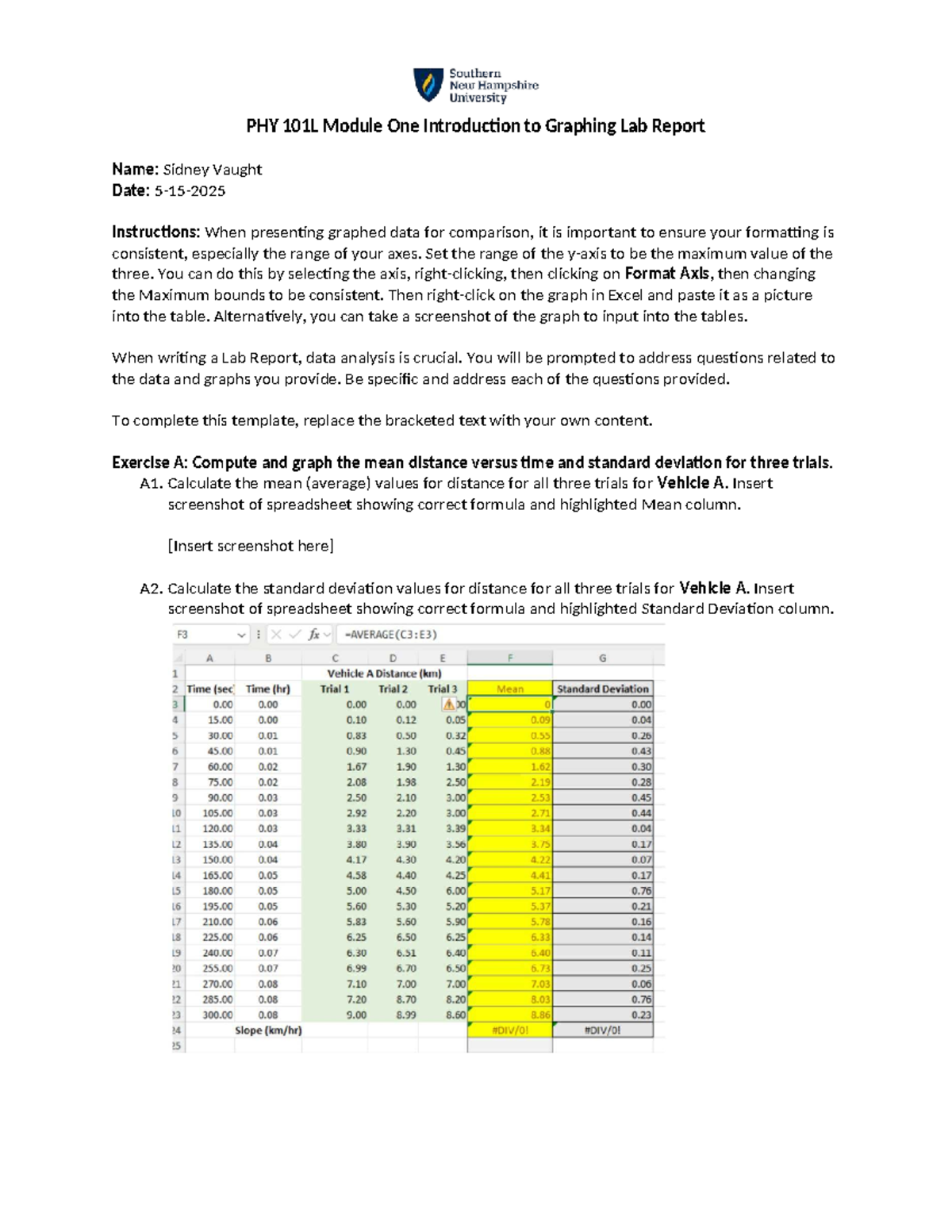 PHY 101L Graphing Lab Report: Analyzing Vehicle Motion Data - Studocu