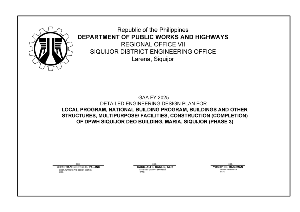 25HM0044 - Detailed Engineering Design Plan for DPWH Siquijor DEO ...