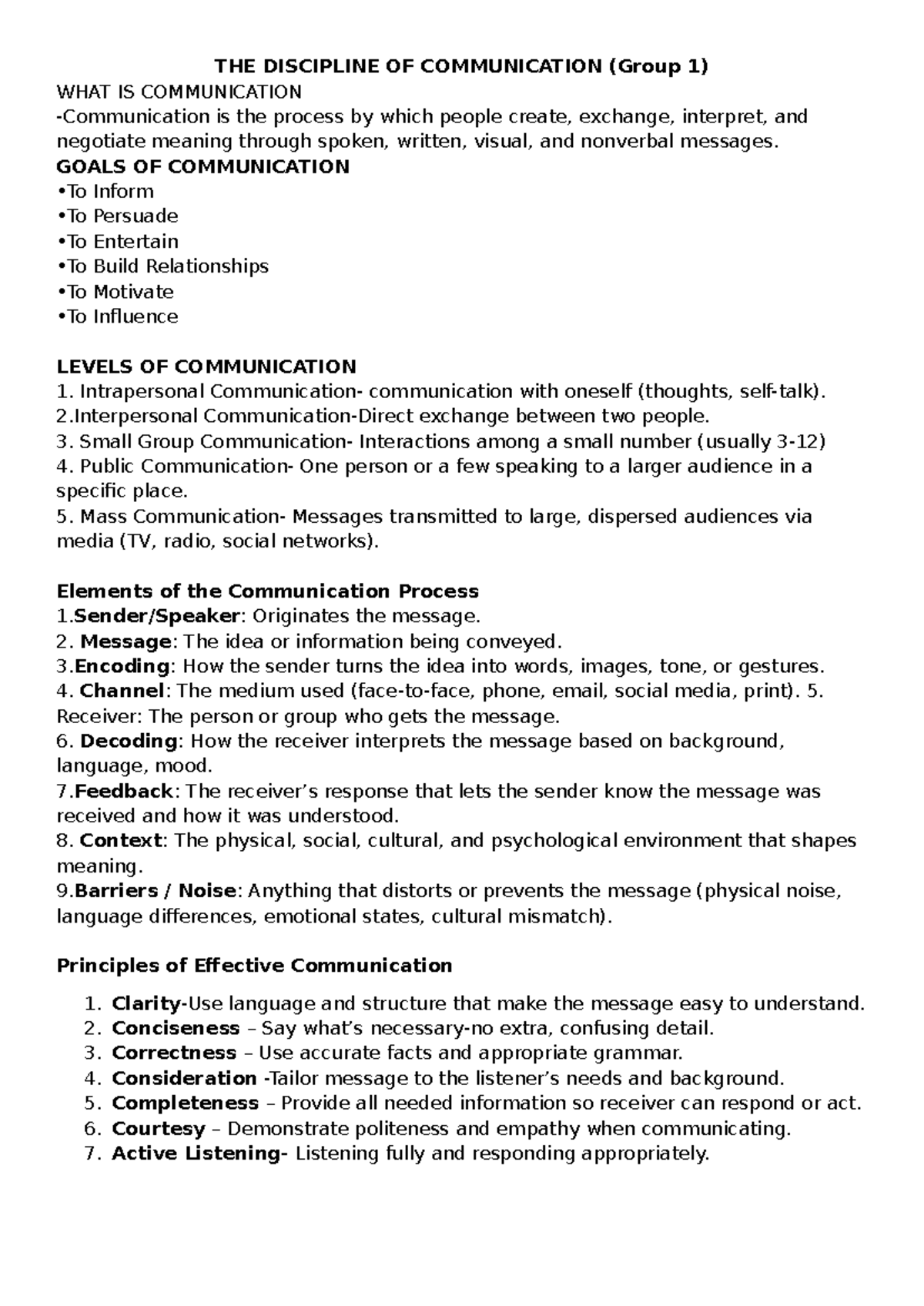 COMM 101: The Discipline of Communication - Key Concepts and Processes ...
