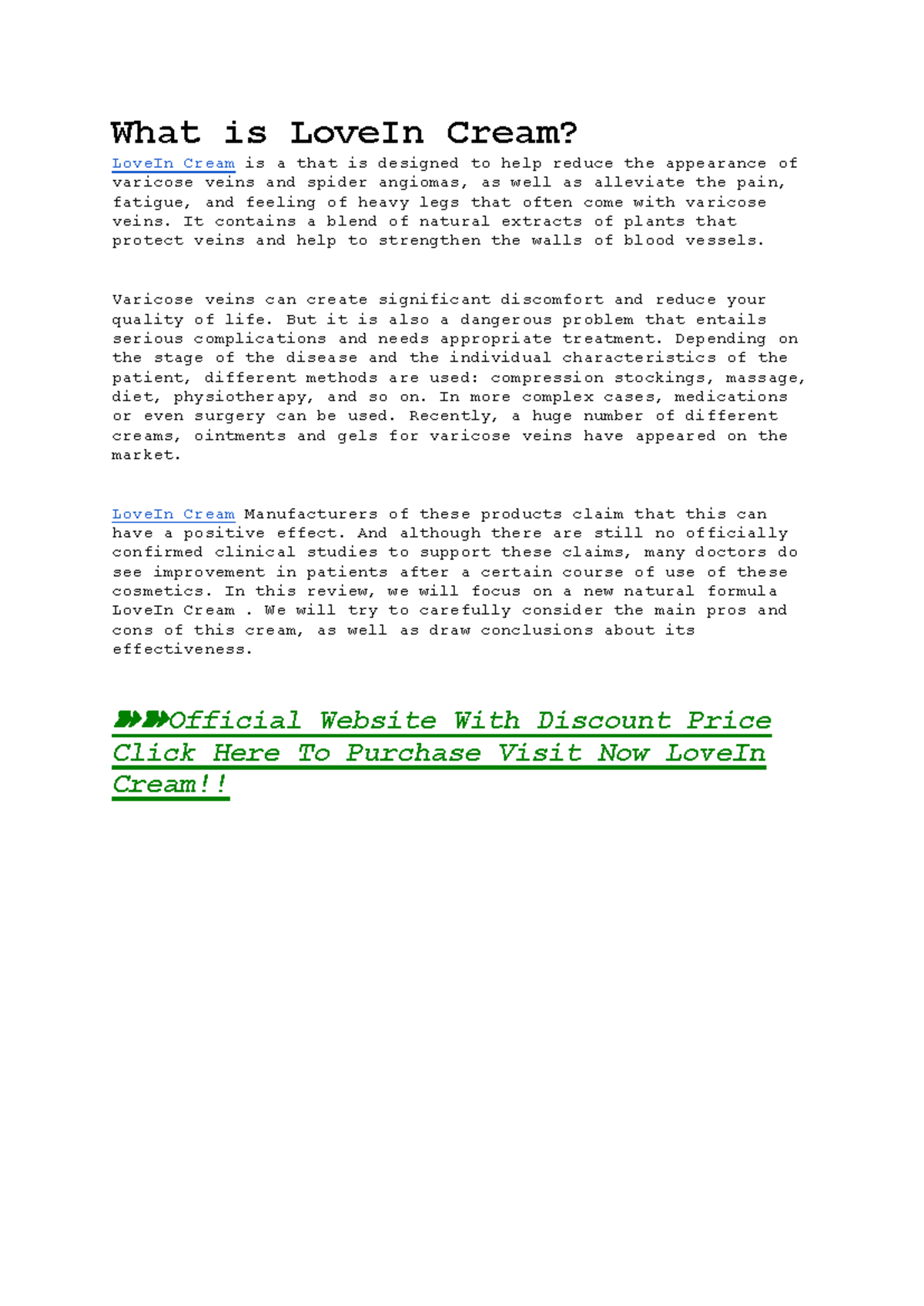 LoveIn Cream: Evaluating Effectiveness for Varicose Veins Relief - Studocu