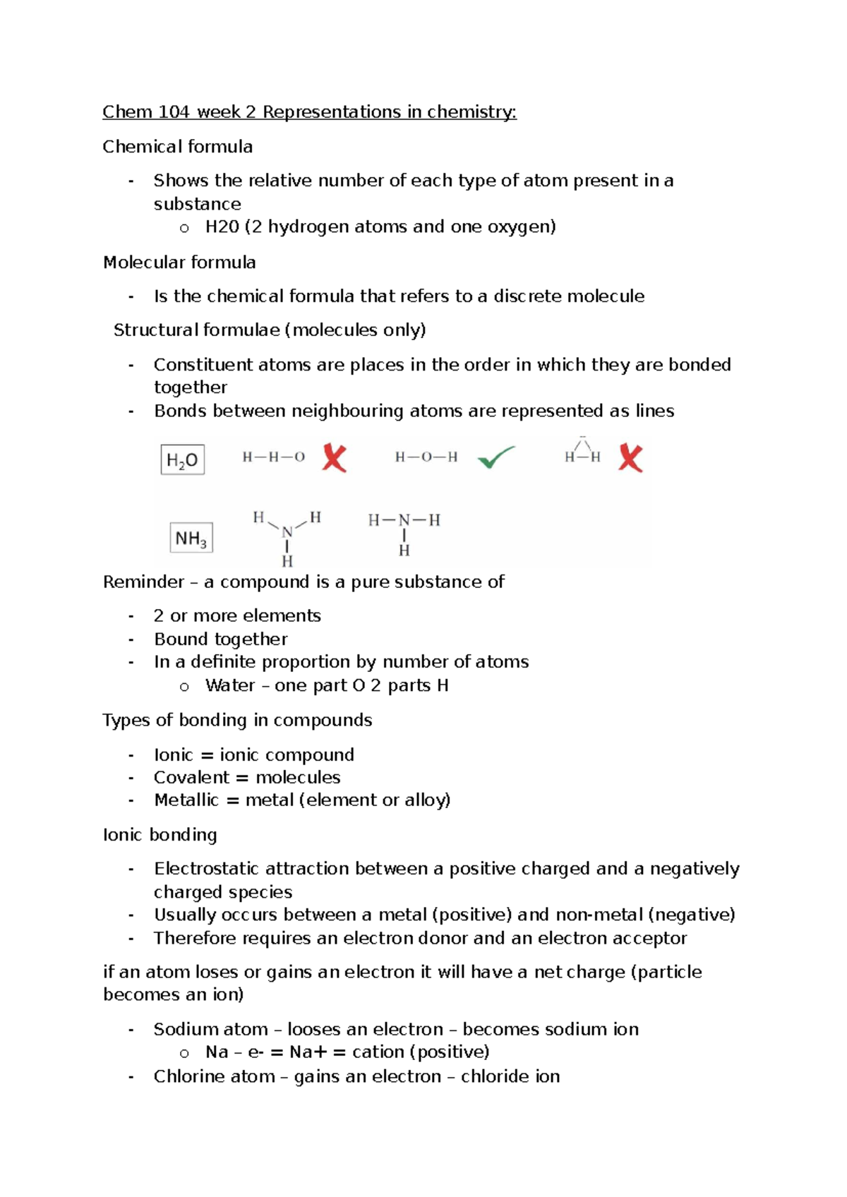 Chem 104 week 2 Representations in chemistry - Chem 104 week 2 ...