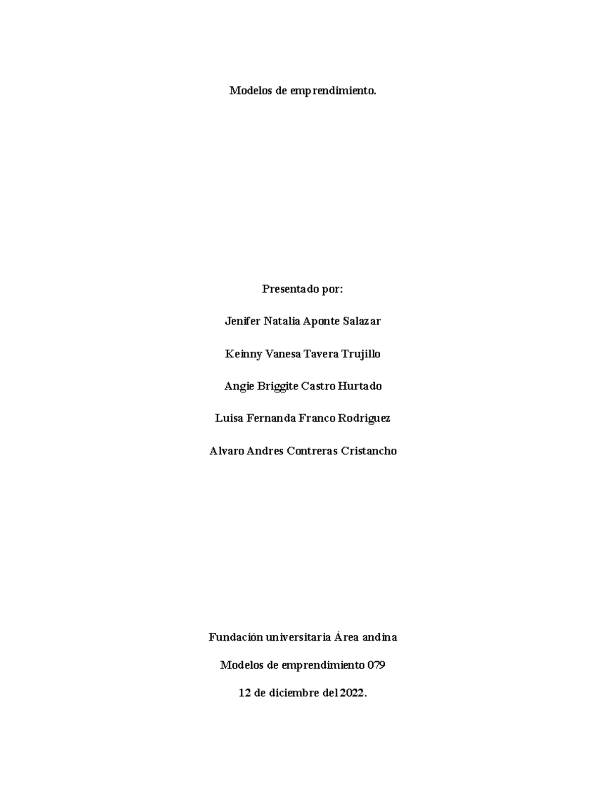 Modelos de emprendimiento - Presentado por: Jenifer Natalia Aponte ...