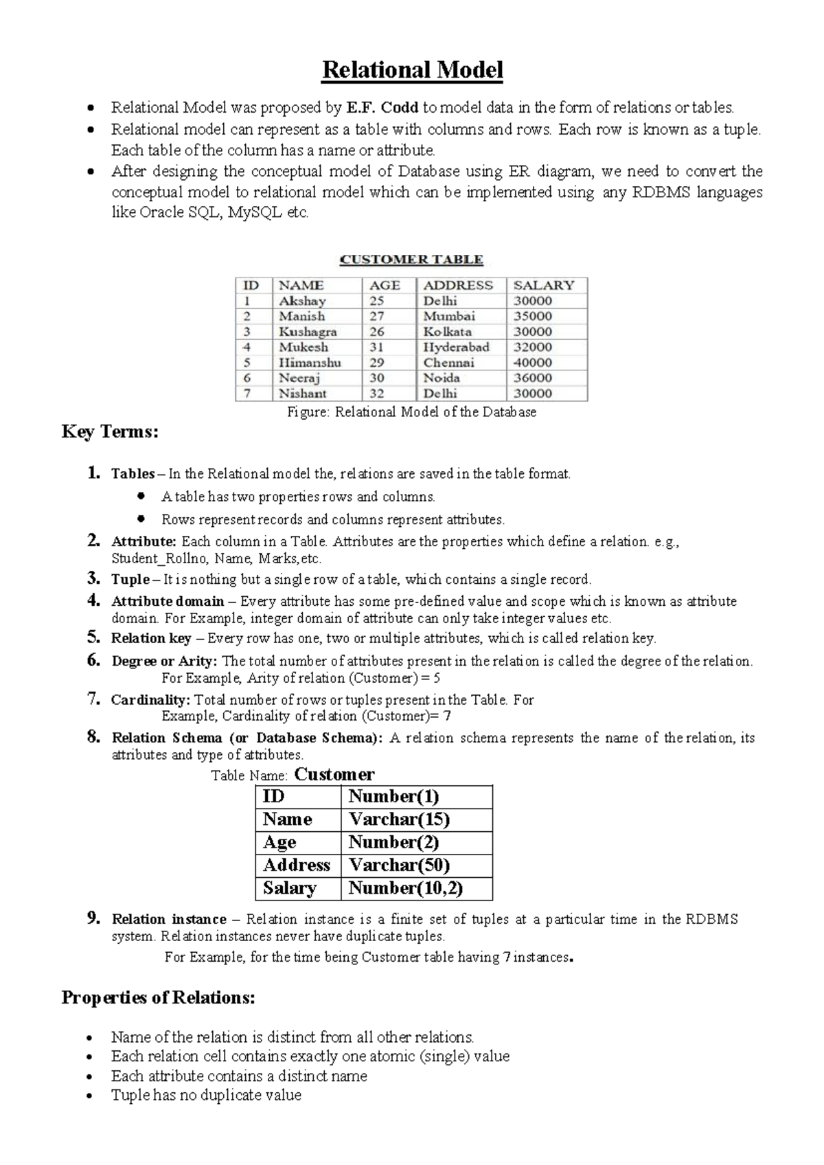 Relational Model Overview: Key Concepts and Integrity Constraints - Studocu