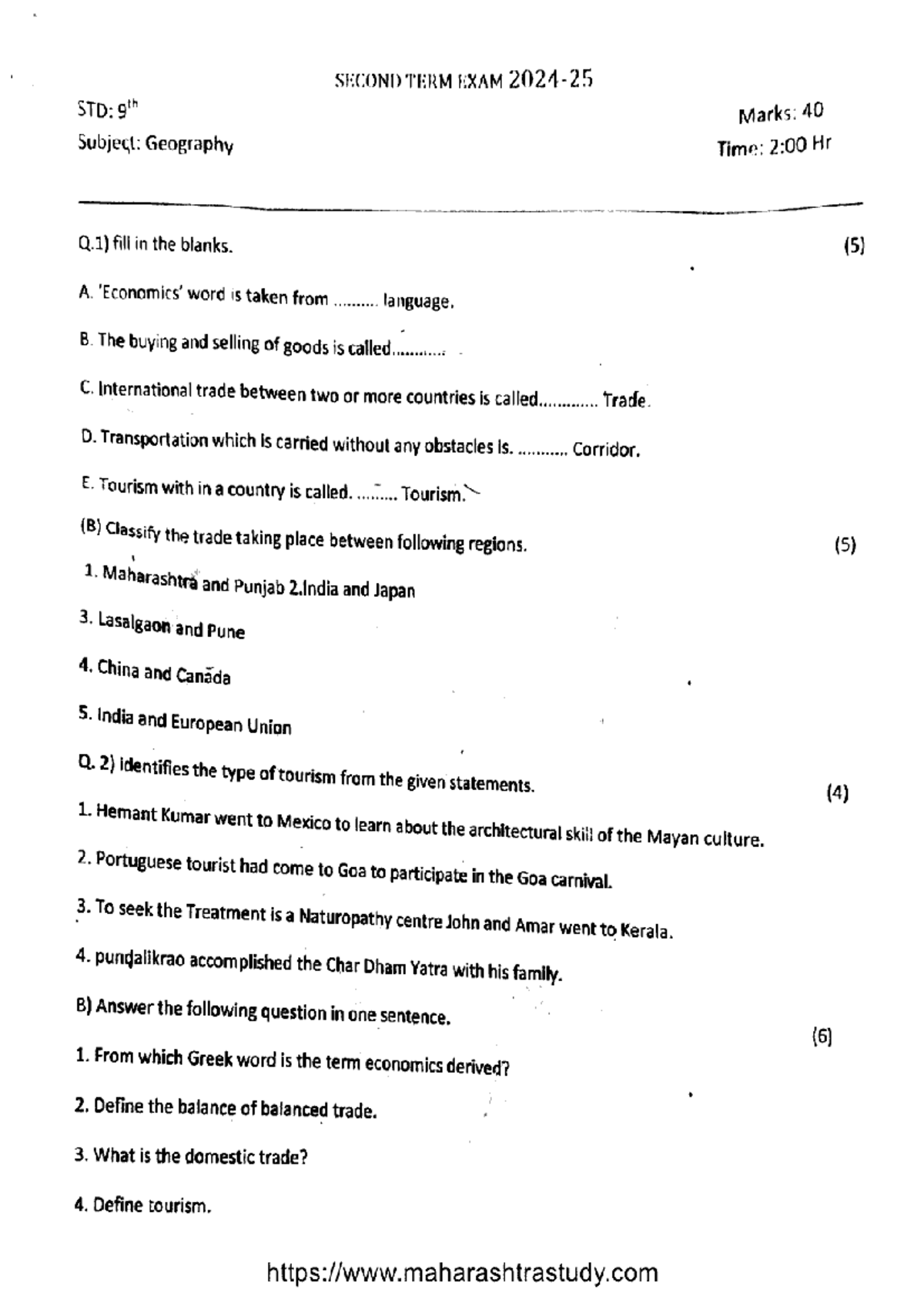 Class 9 Geography Second Term Exam Notes - 240425 - Studocu