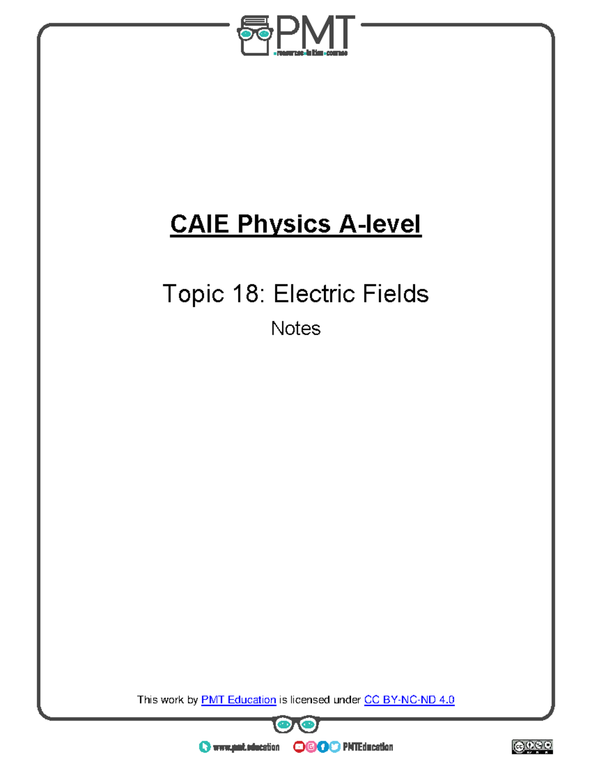 CAIE Physics A-Level: Topic 18 Electric Fields Notes - Studocu
