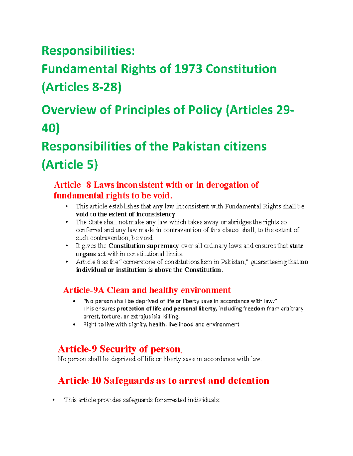 Responsibilities: Fundamental Rights in Pakistan's 1973 Constitution ...