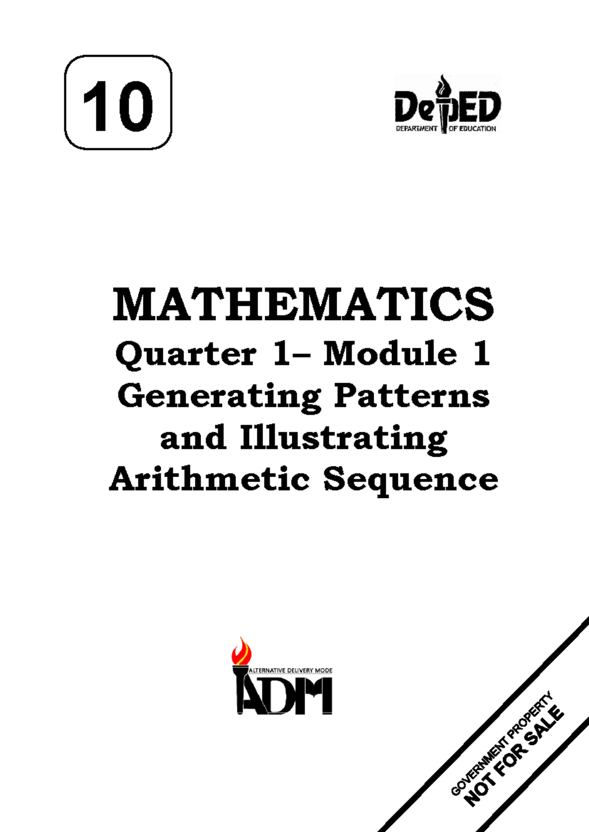 Grade 10 Math Q1 Mod 1: Patterns & Arithmetic Sequence Explained - Studocu
