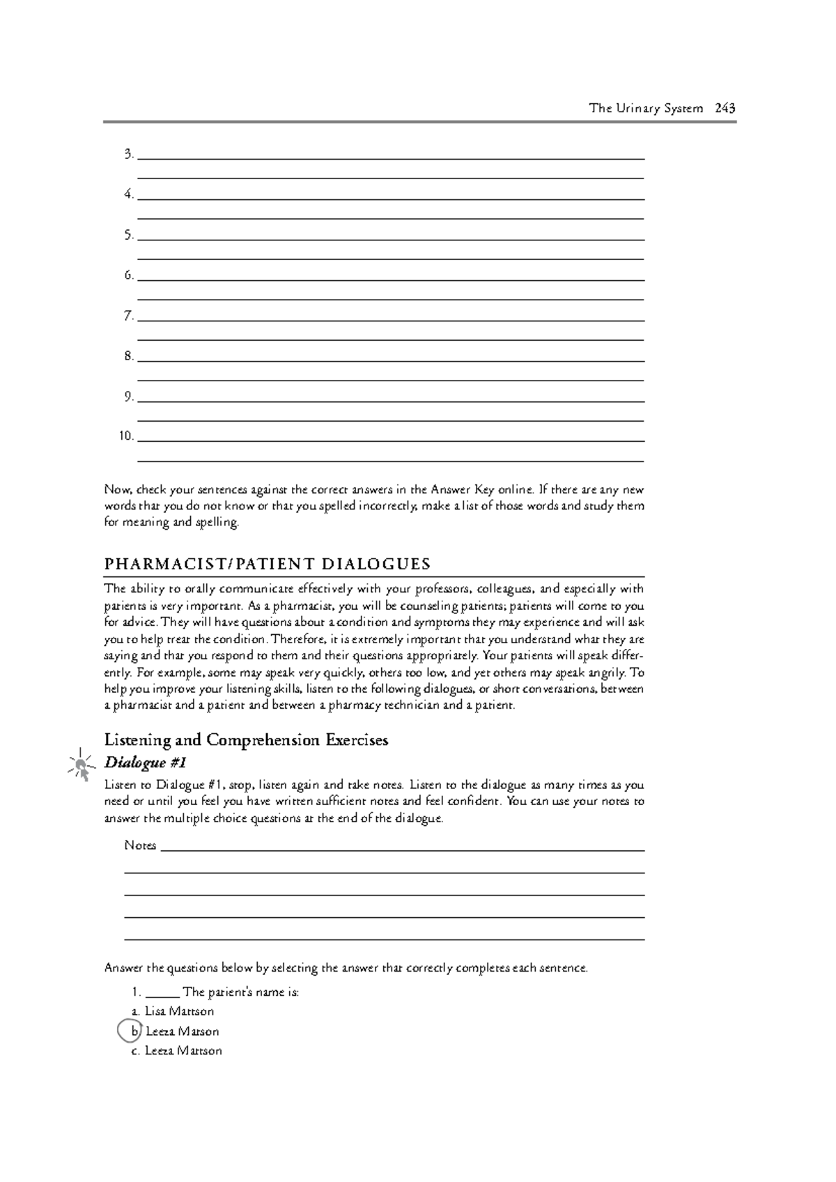 Chapter 10: The Urinary System - 243-247 - Patient Dialogues and ...
