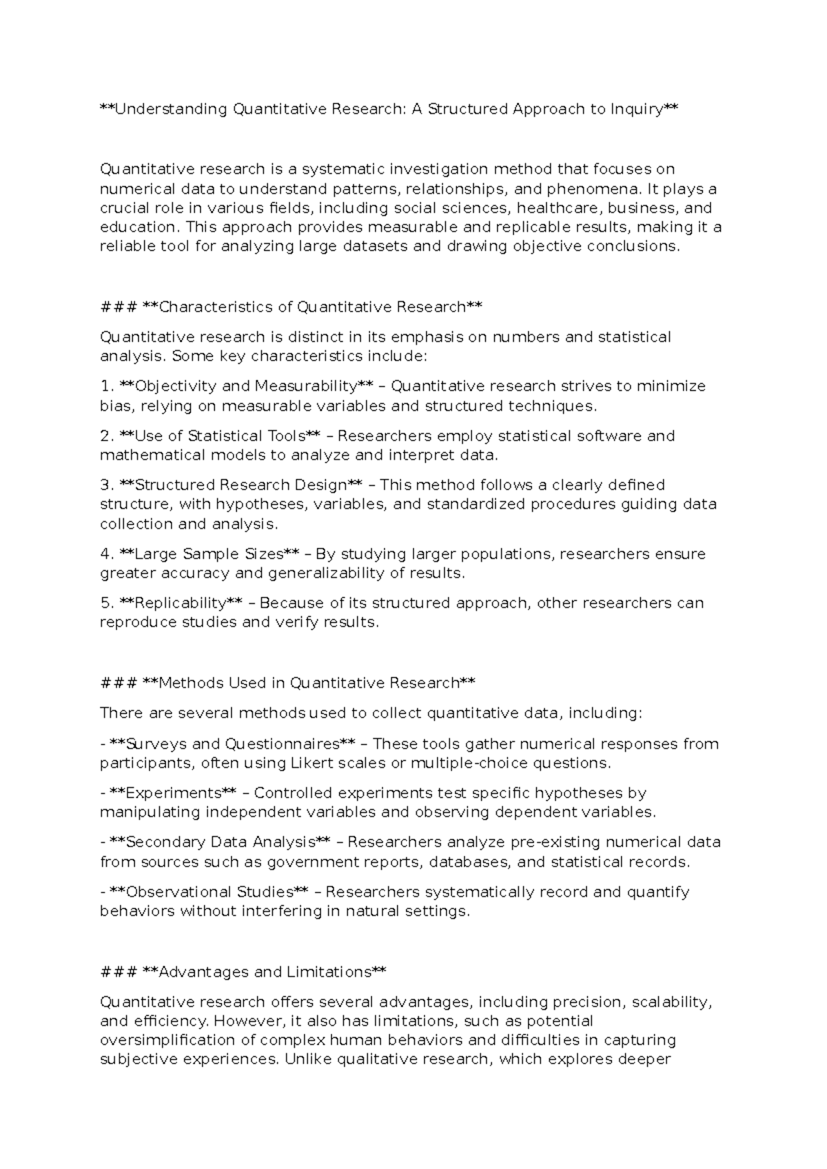 Quantitative Research Essay: A Structured Approach to Data Analysis ...
