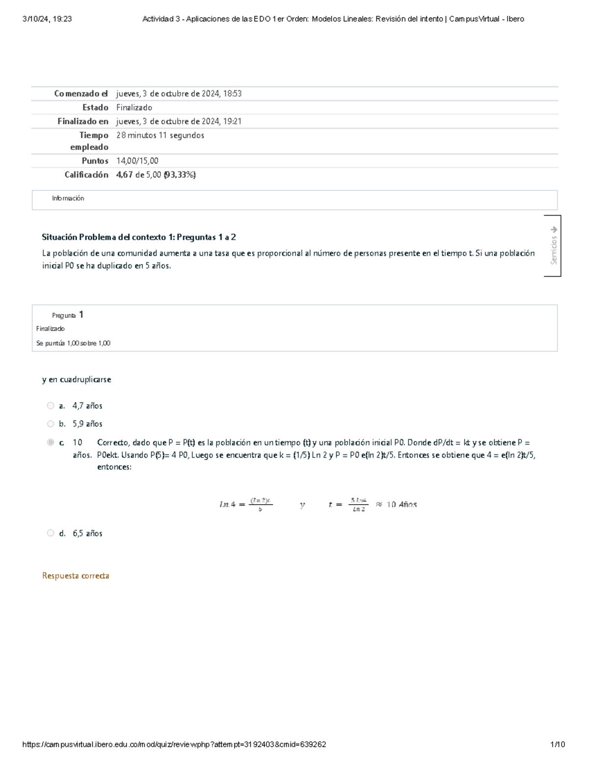 Actividad 3: Aplicaciones de las EDO 1er Orden - Modelos Lineales - Studocu