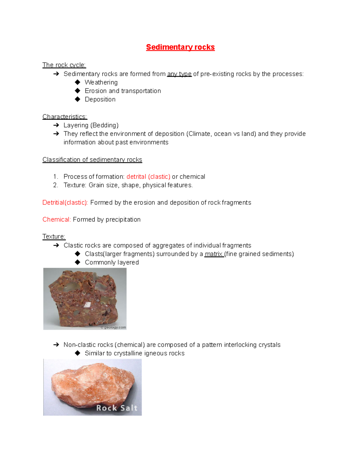 Earth-L3 - Lecture 3 notes - Sedimentary rocks The rock cycle ...