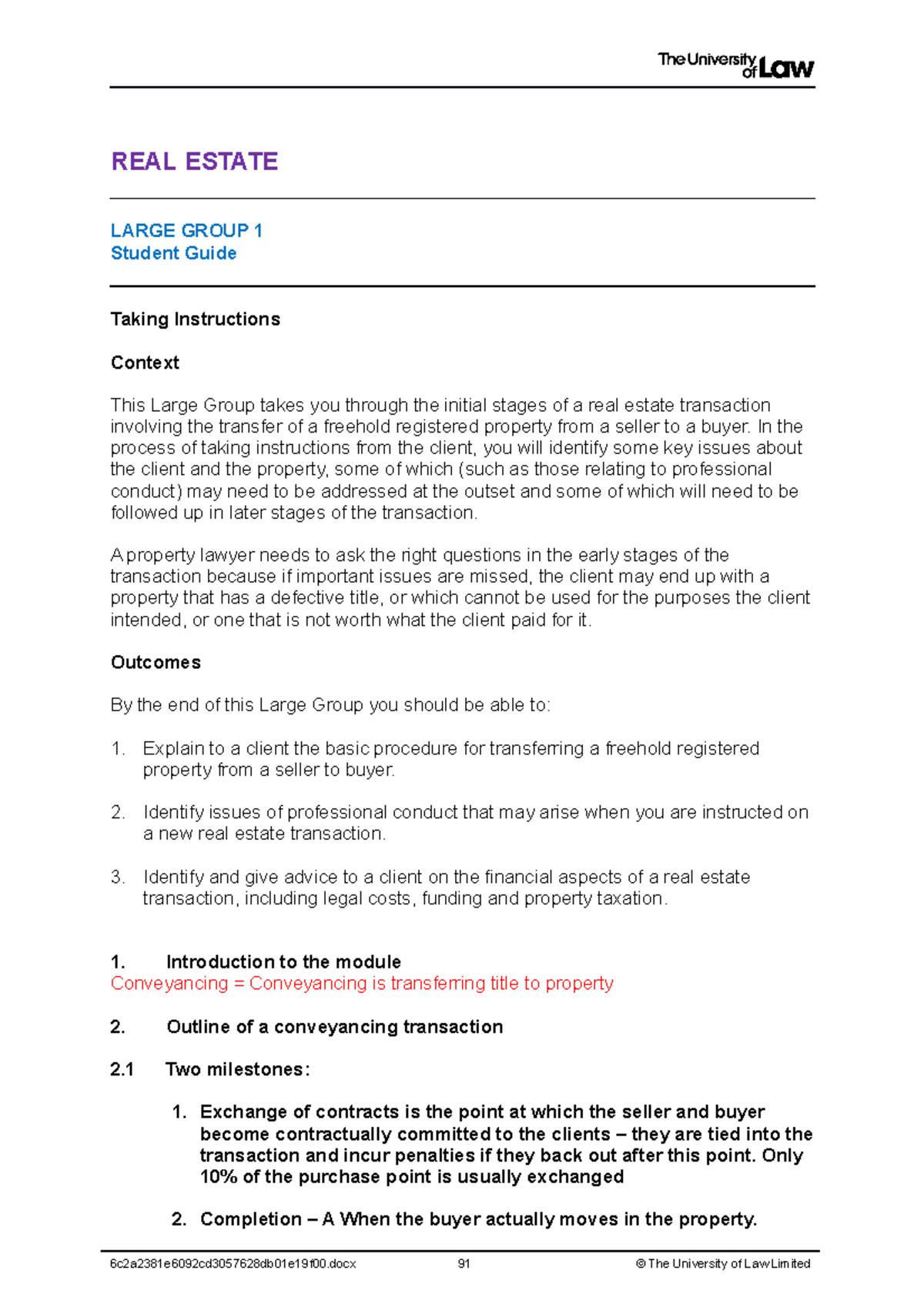 Real Estate - LG1 - Large group notes completed - REAL ESTATE LARGE ...