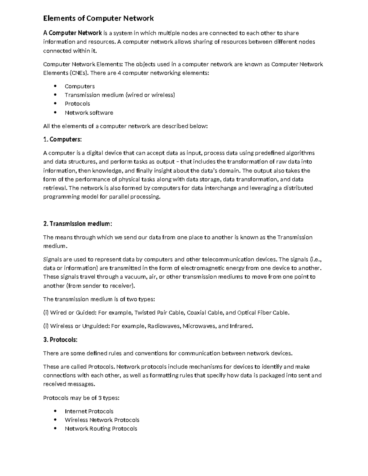Elements of Computer Network Overview - 4TH Quarter Insights - Studocu