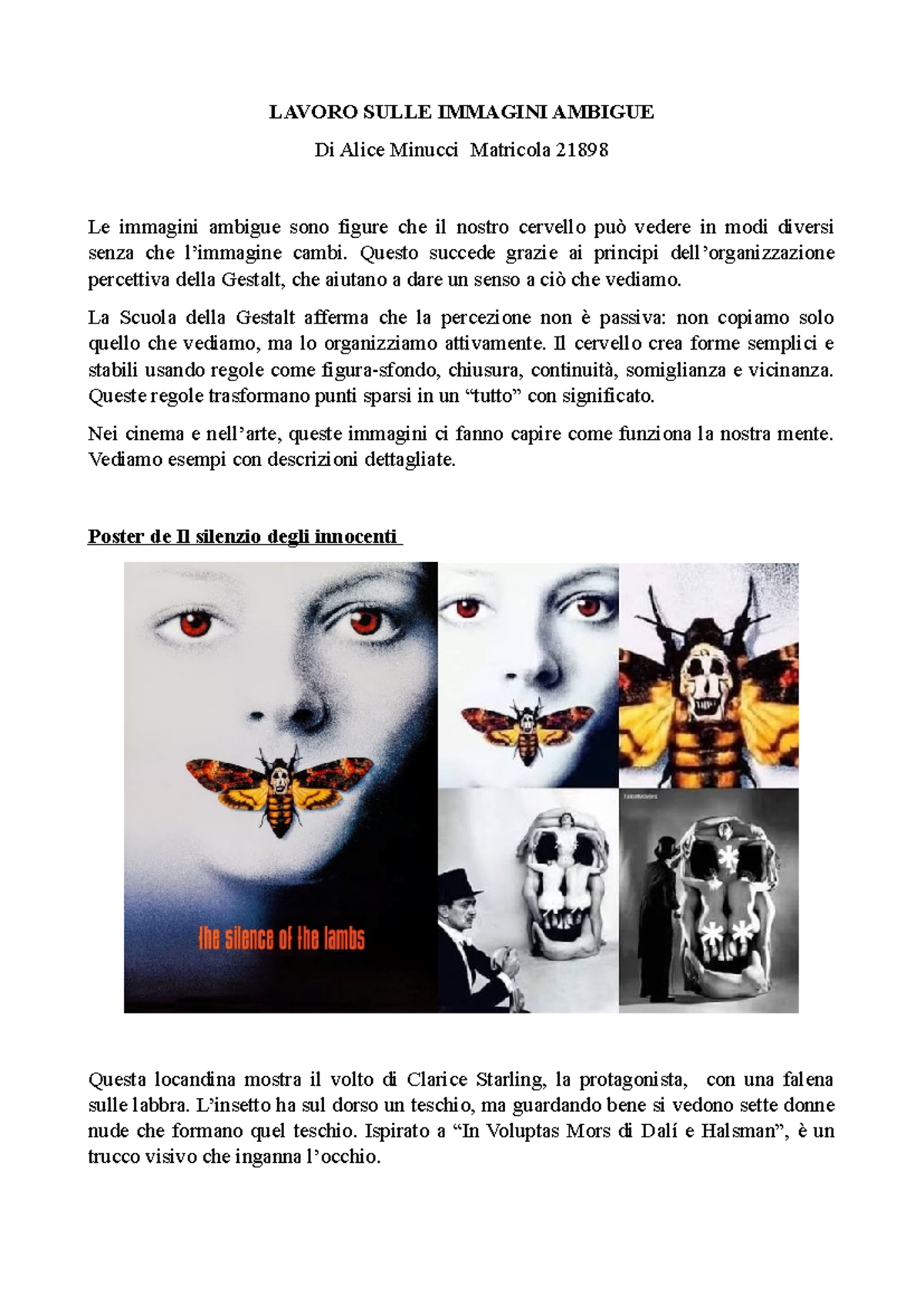 LAVORO SULLE IMMAGINI AMBIGUE - Analisi e Principi di Gestalt - Studocu