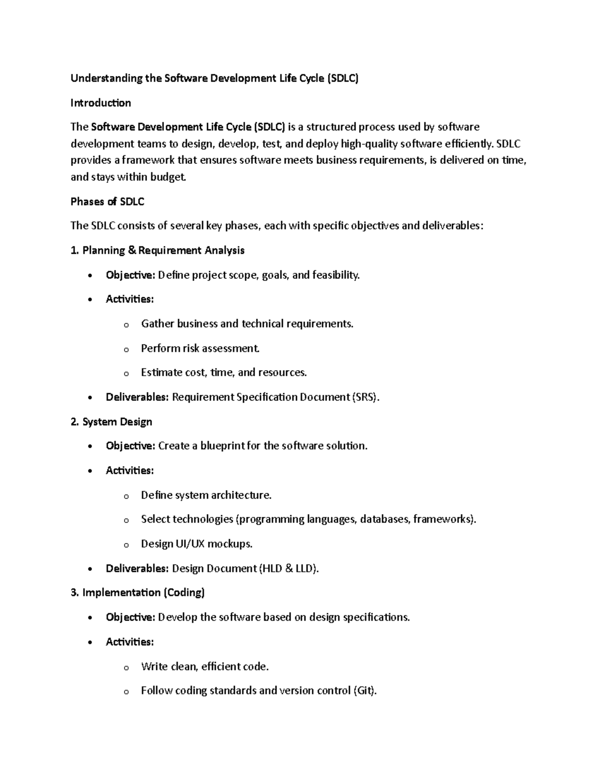 Sdlc Overview Phases Models And Best Practices Studocu