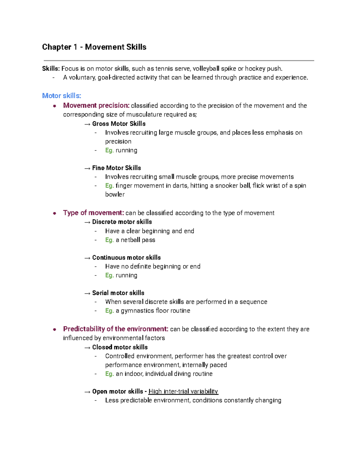 Chapter 1-3 Movement Skills & Biomechanics: PE Theory Notes - Studocu