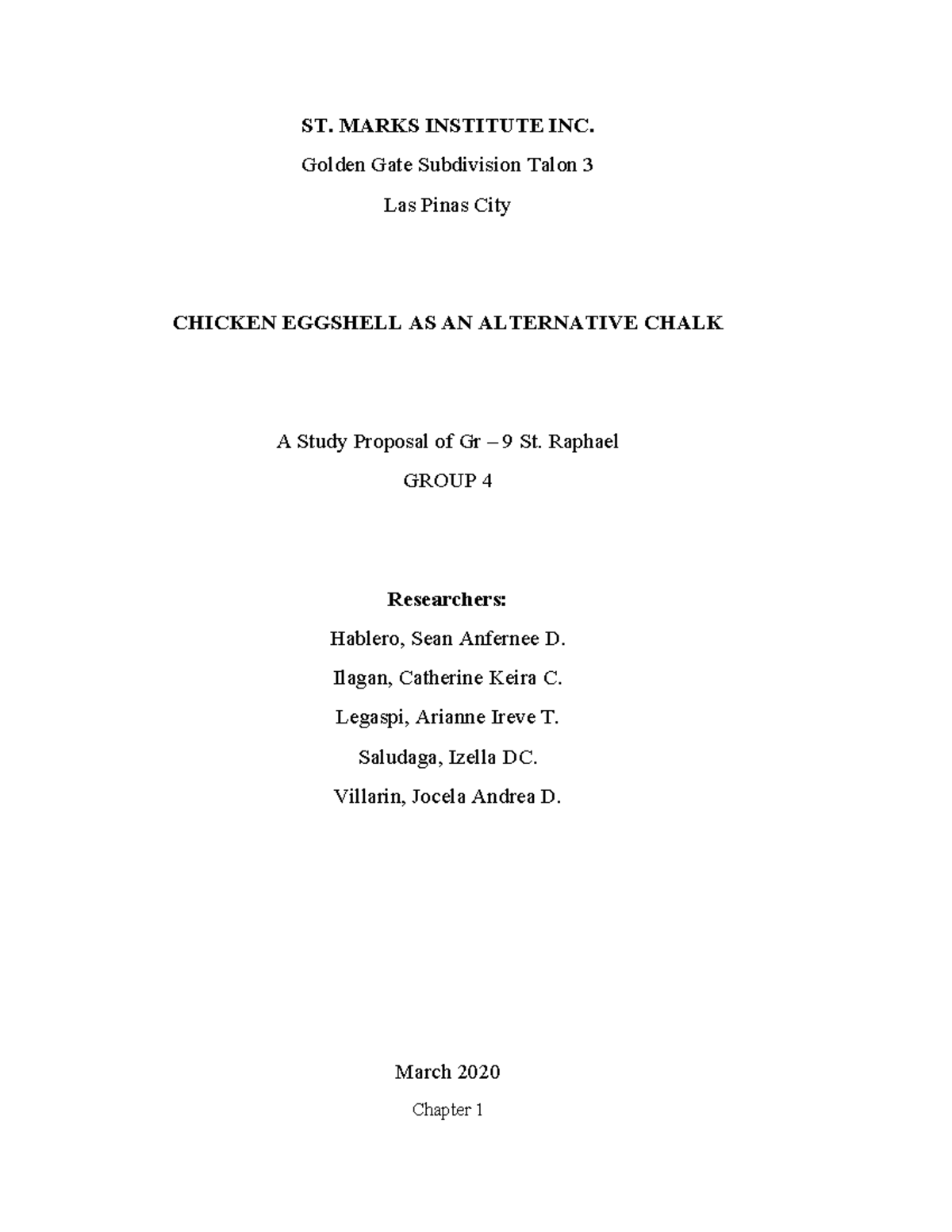 506855035 Gr 9 Research Proposal on Eggshell Chalk Alternatives - Studocu