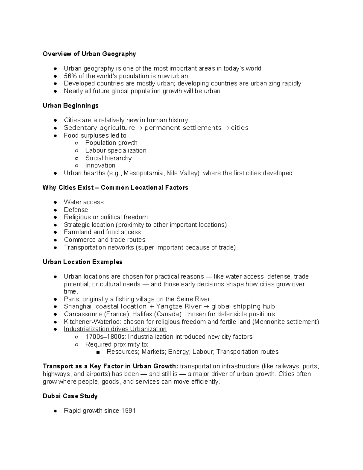Unit #7 Urban Geography: Understanding Urbanization and Sustainability ...