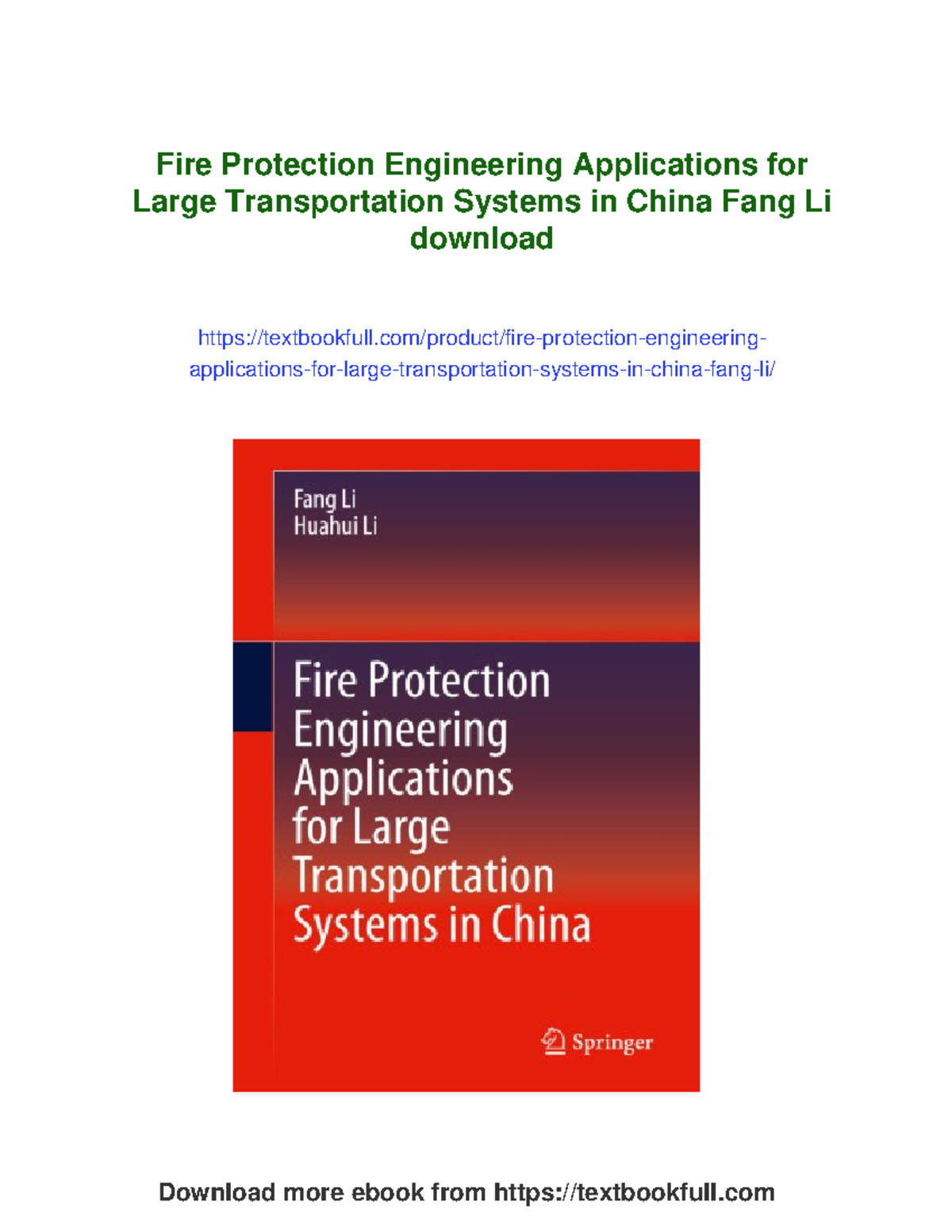 Fire Protection Engineering Applications in Large Transport Systems ...