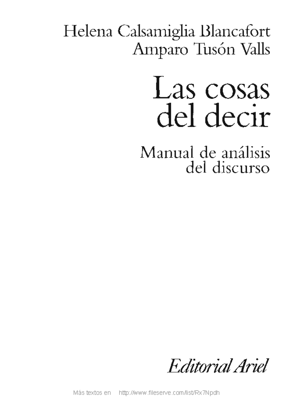 Calsamiglia y Tuson - Manual de Análisis del Discurso y Comunicación ...