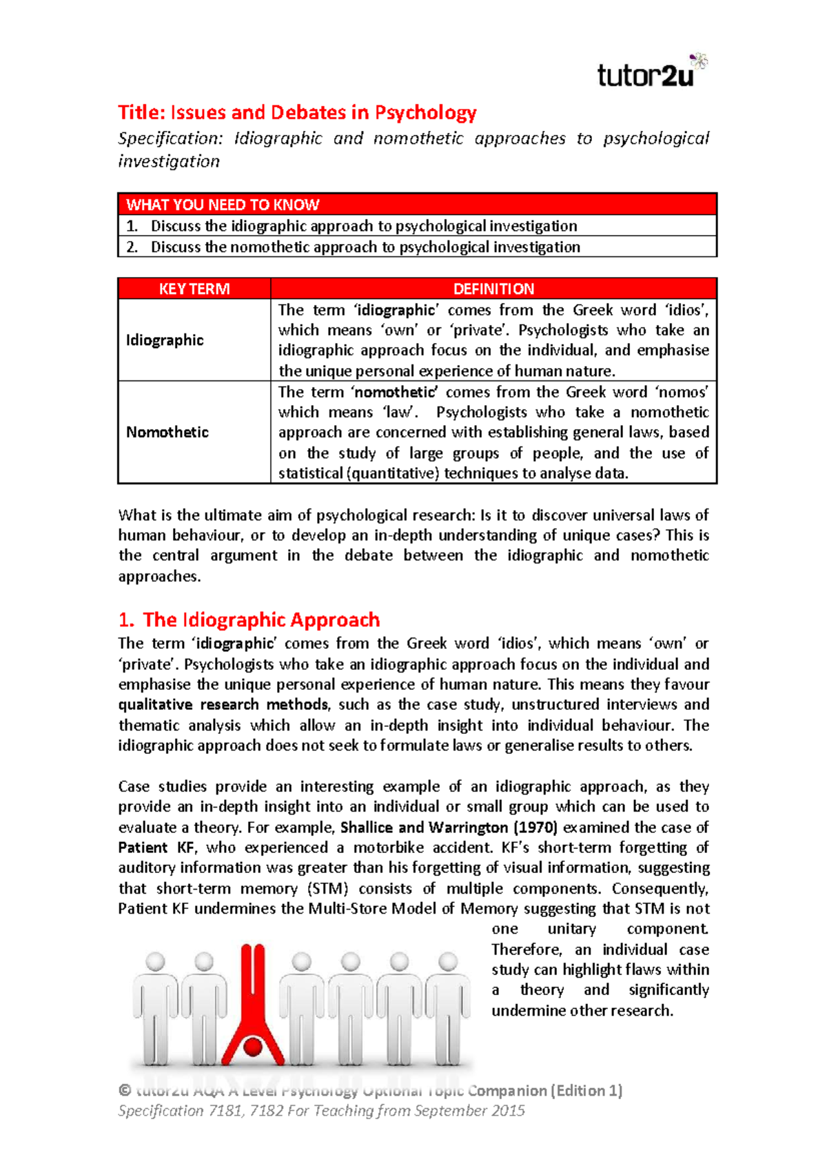 AQA A Level Psychology: Idiographic vs. Nomothetic Approaches Explained ...
