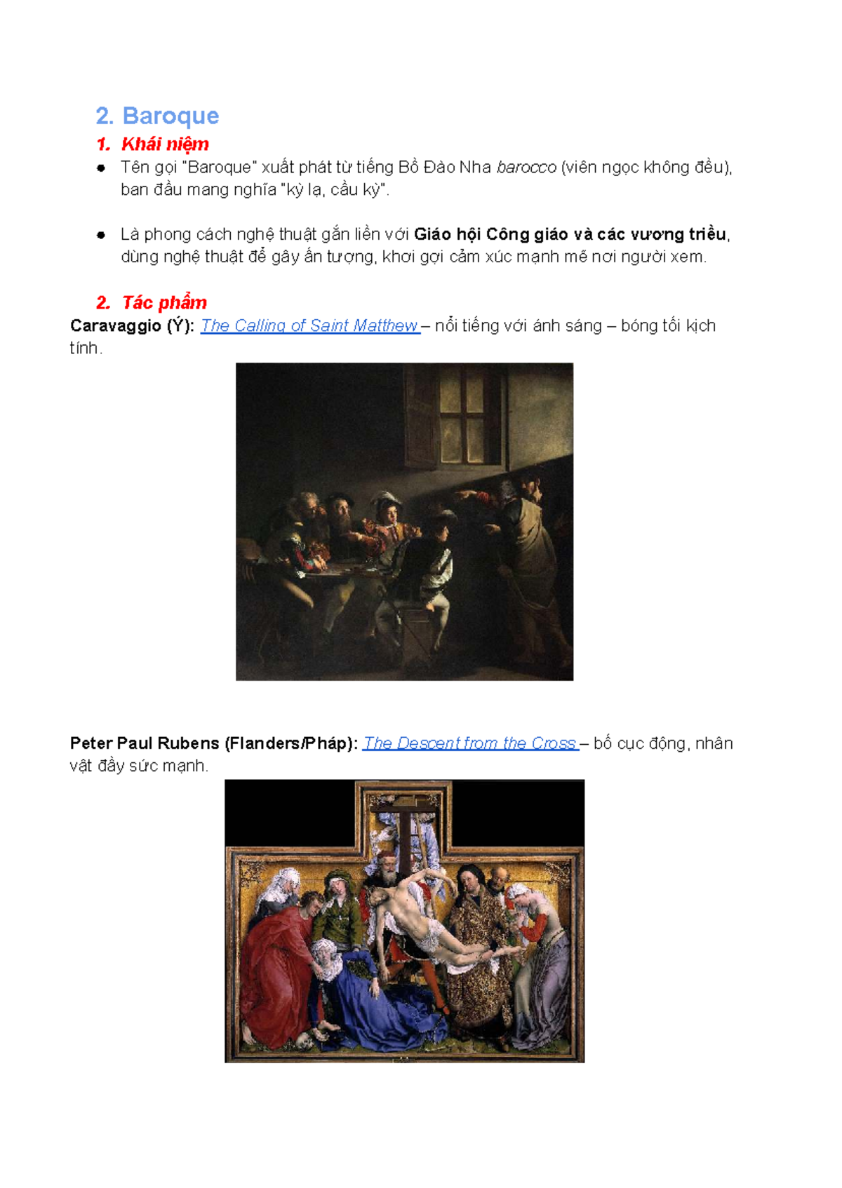 Khái niệm Baroque: Nghệ thuật và Tác phẩm Nổi bật - Studocu